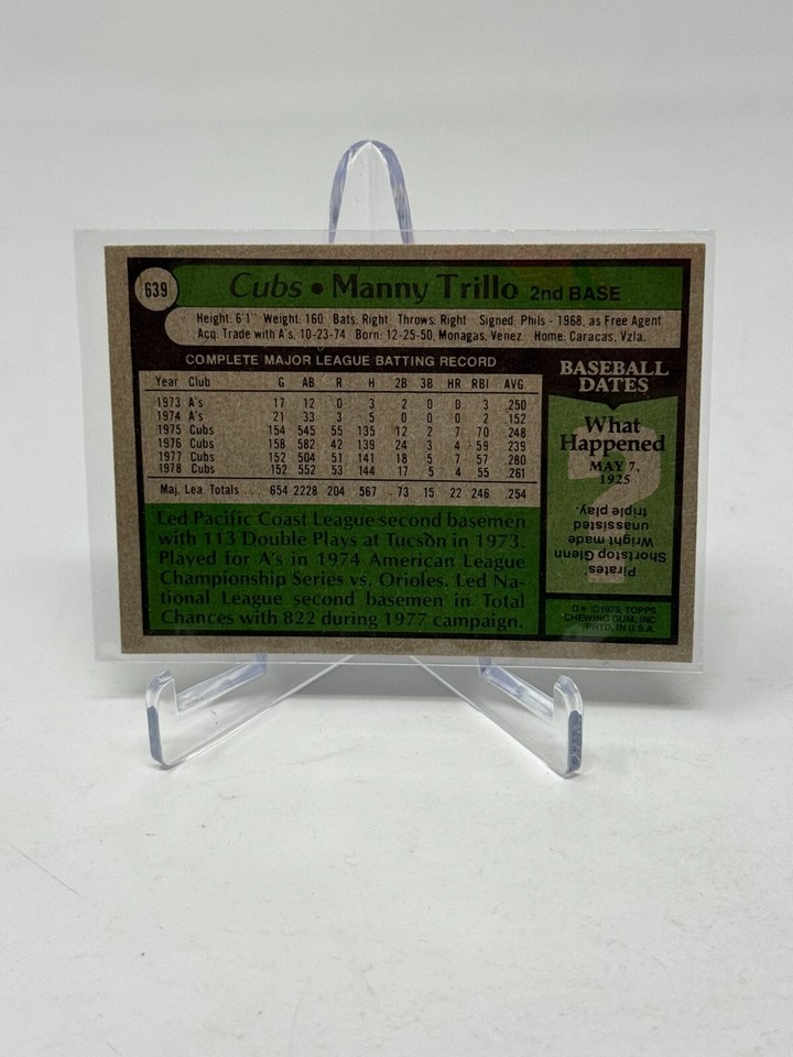 1970 Topps Baseball Manny Trillo Original Buy Back Original Card #639 ...