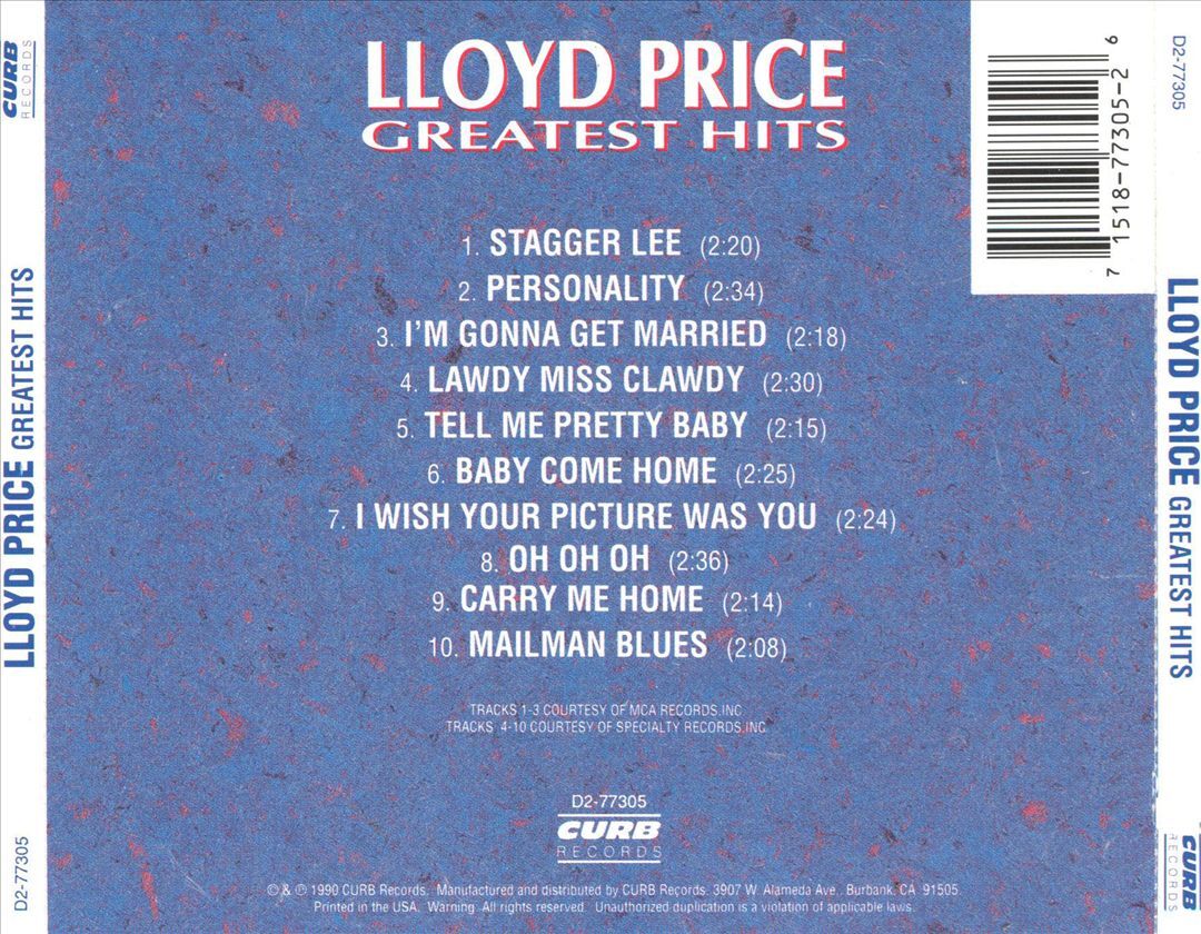 LLOYD PRICE - GREATEST HITS [CURB] NEW CD 715187730526| eBay
