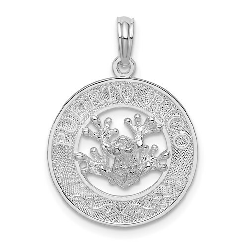 925 Sterling Silver Travel Charm Pendant, Puerto Rico On Round with ...