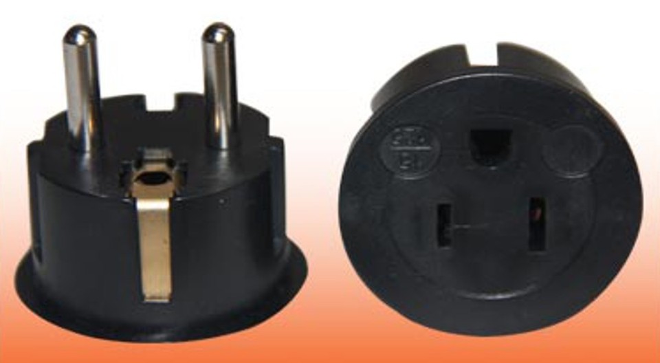American To European Type E Plug Adapter Round Pin US USA to Europe EU ...