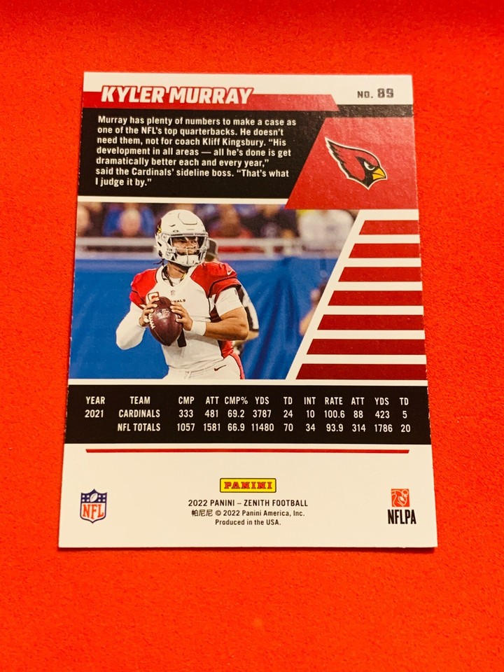 Kyler Murray .. Arizona Cardinals .. 2022 Zenith Base Card 89 | eBay