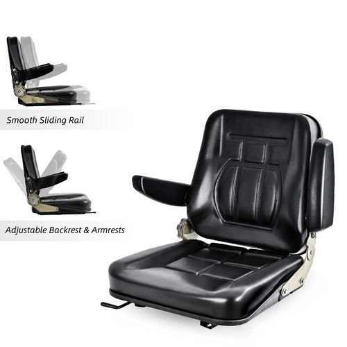 Waterproof Universal Forklift Seat Adjustable Backrest&Armrest Easy ...