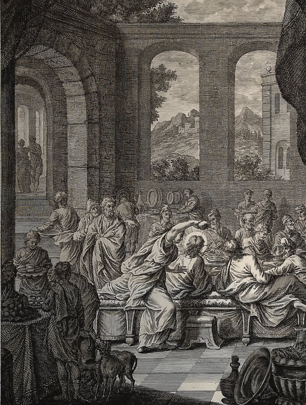 Salbung von Jesus Christus Bibel 1731 Scheuchzer Physica Sacra Groß ...