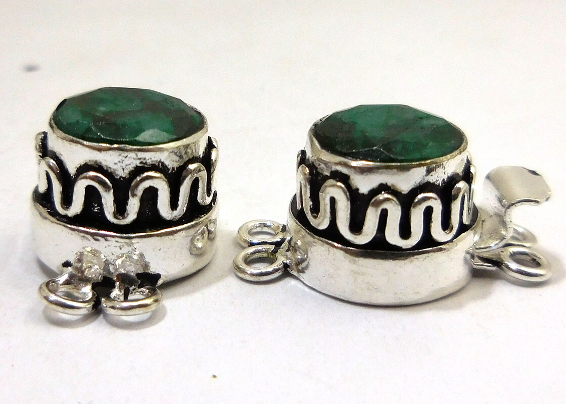 5 PCS EMERALD BOX CLASP 2 STRAND ANTIQUE STERLING SILVER PLATED 631 | eBay