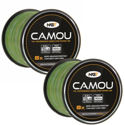Bulk Fishing Line 15lb Camo Spool x 2 NGT Carp Pike Coarse Camou Mono ...