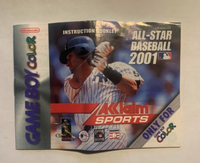 All-Star Baseball 2001 Nintendo Gameboy Color GBC Manual Game Boy | eBay