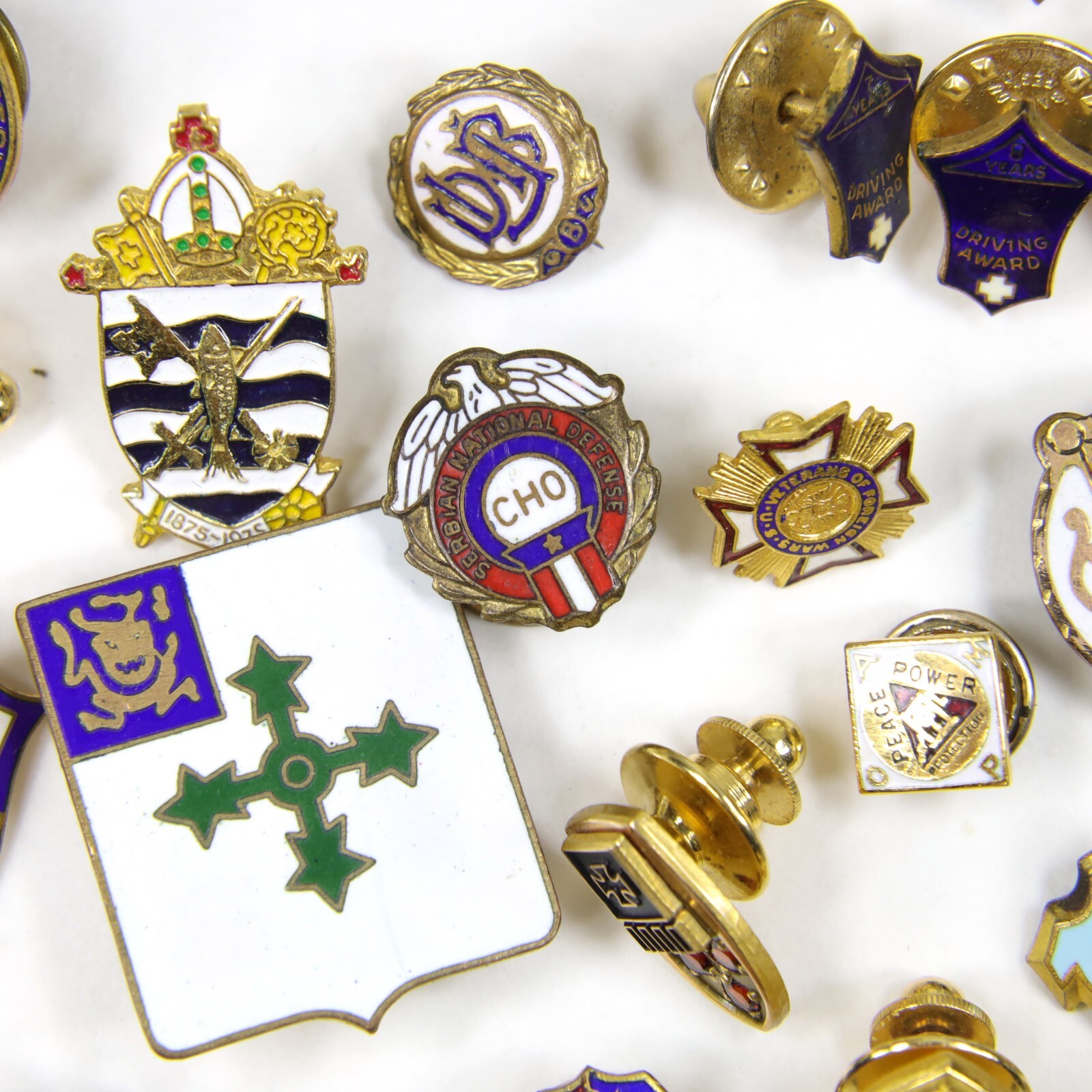Large Lot of Vintage Service Award Fraternal Organization Lapel Pins ...