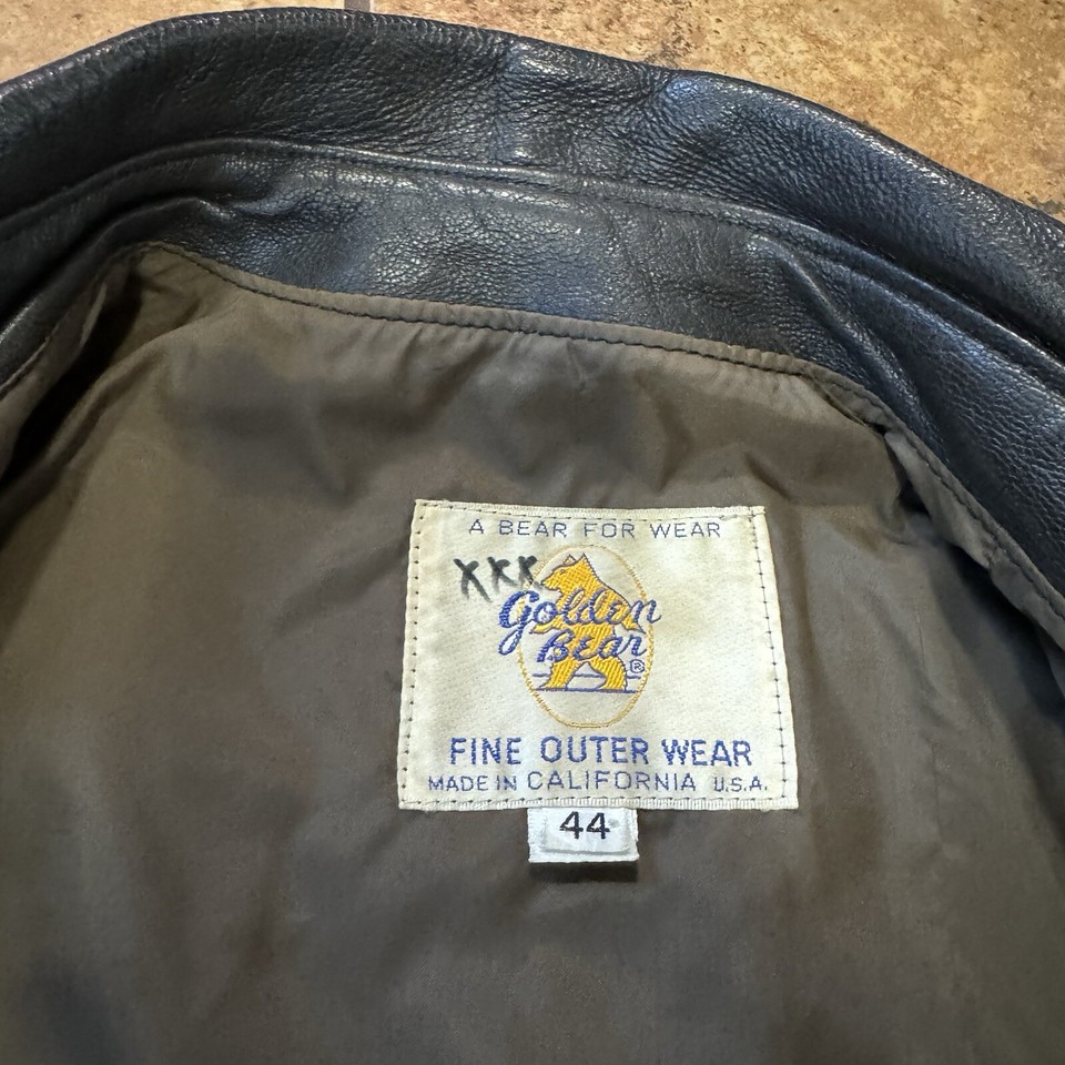 Vintage Golden Bear A-2 Leather Military Flight Bomber Jacket Size 44 ...
