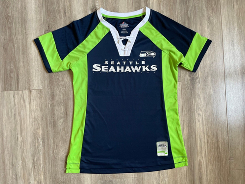 Seattle Seahawks Football NFl Majestic Shirt Women Lace-Up T-Shirt Lady ...