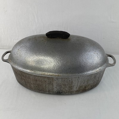 Vtg CLUB Hammercraft Cookware Hammered Aluminum Oval Roaster w/ Lid 19 ...