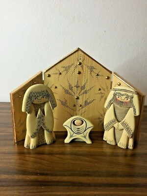 Vtg 4 Nativity Scene Figurine Handcrafted SP for Silvestri Intaglio ...