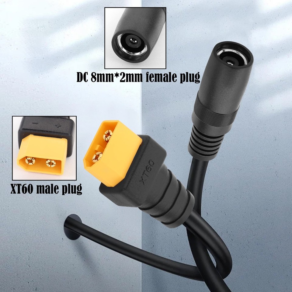 GINTOOYUN DC8020 to XT60 Power Cable, 2-Pack, 14AWG DC 8mm x 2.0mm ...