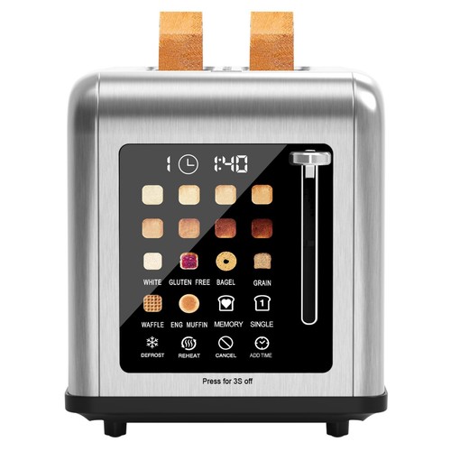 2 Slice Toaster Touch Screen, Stainless Steel Toasters Digital Timer 2 ...