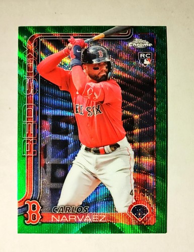 Carlos Narvaez 2025 Topps Chrome RC #194 Rookie GREEN Wave REFRACTOR 41 ...