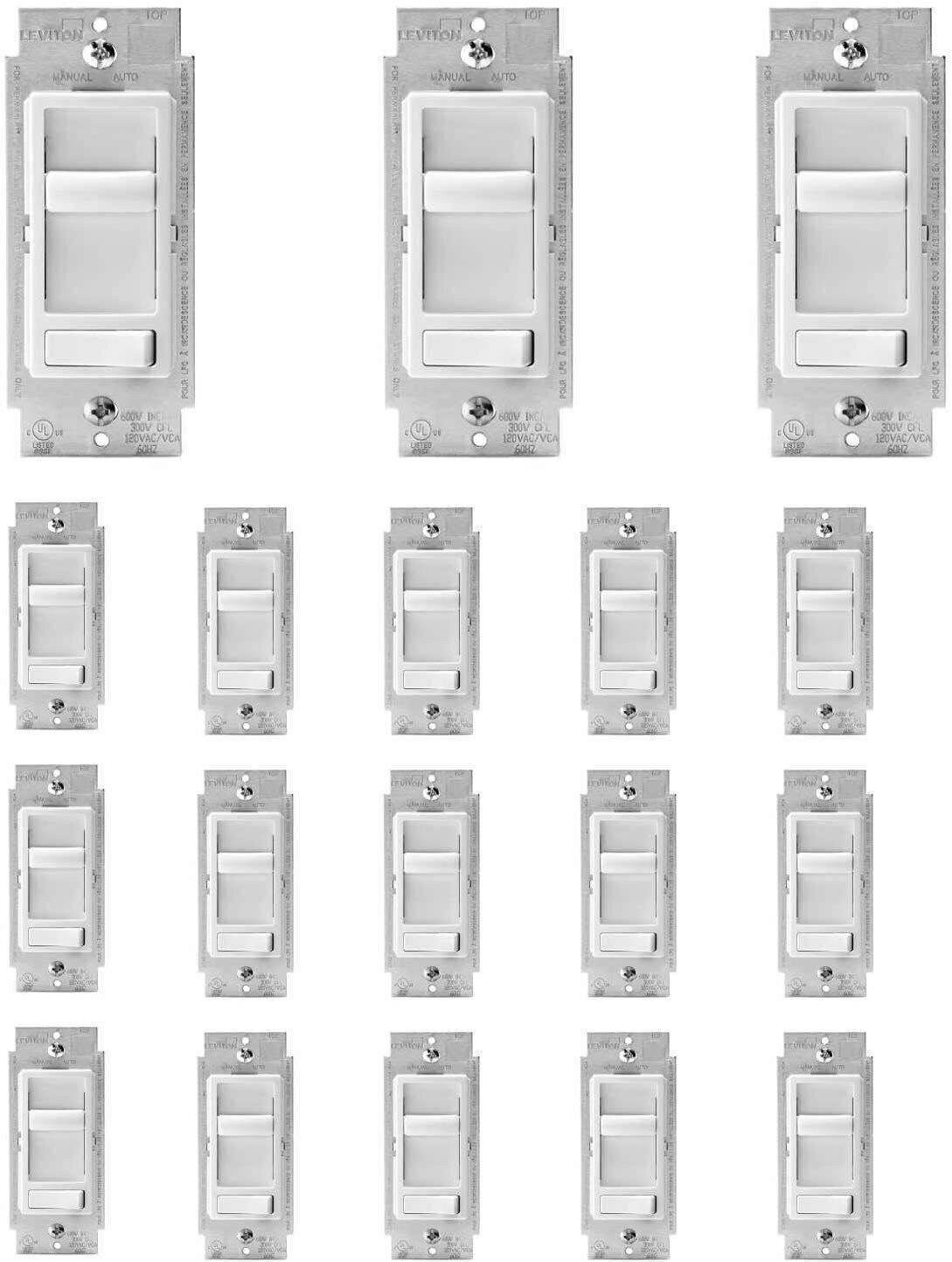 Leviton R62-06674-P0W SureSlide Universal Incandescent Dimmer White (18 ...