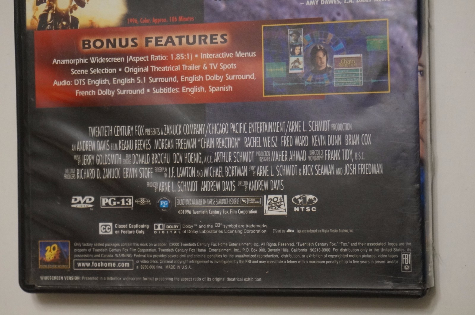 CHAIN REACTION(DVD, 2001) MORGAN FREEMAN, KEANU REEVES 24543014355 | eBay