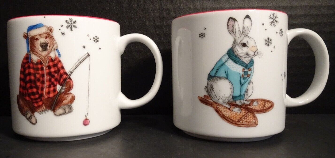 Rachel Kozlowski Dapper Animal Mugs West Elm CHOOSE Rabbit or Bear | eBay