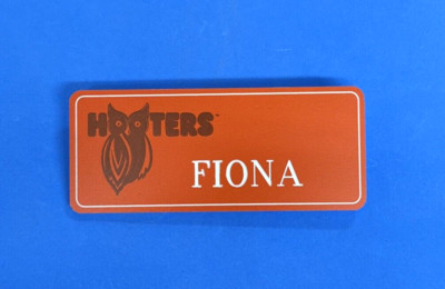 HOOTERS RESTAURANT GIRL FIONA ORANGE NAME TAG (PIN) - Waitress Tag | eBay