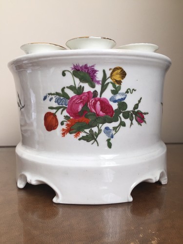 PINXTON PORCELAIN BOUGH POT RARE DECORATED BRIGHT PAINTED FLOWERS C1800 ...