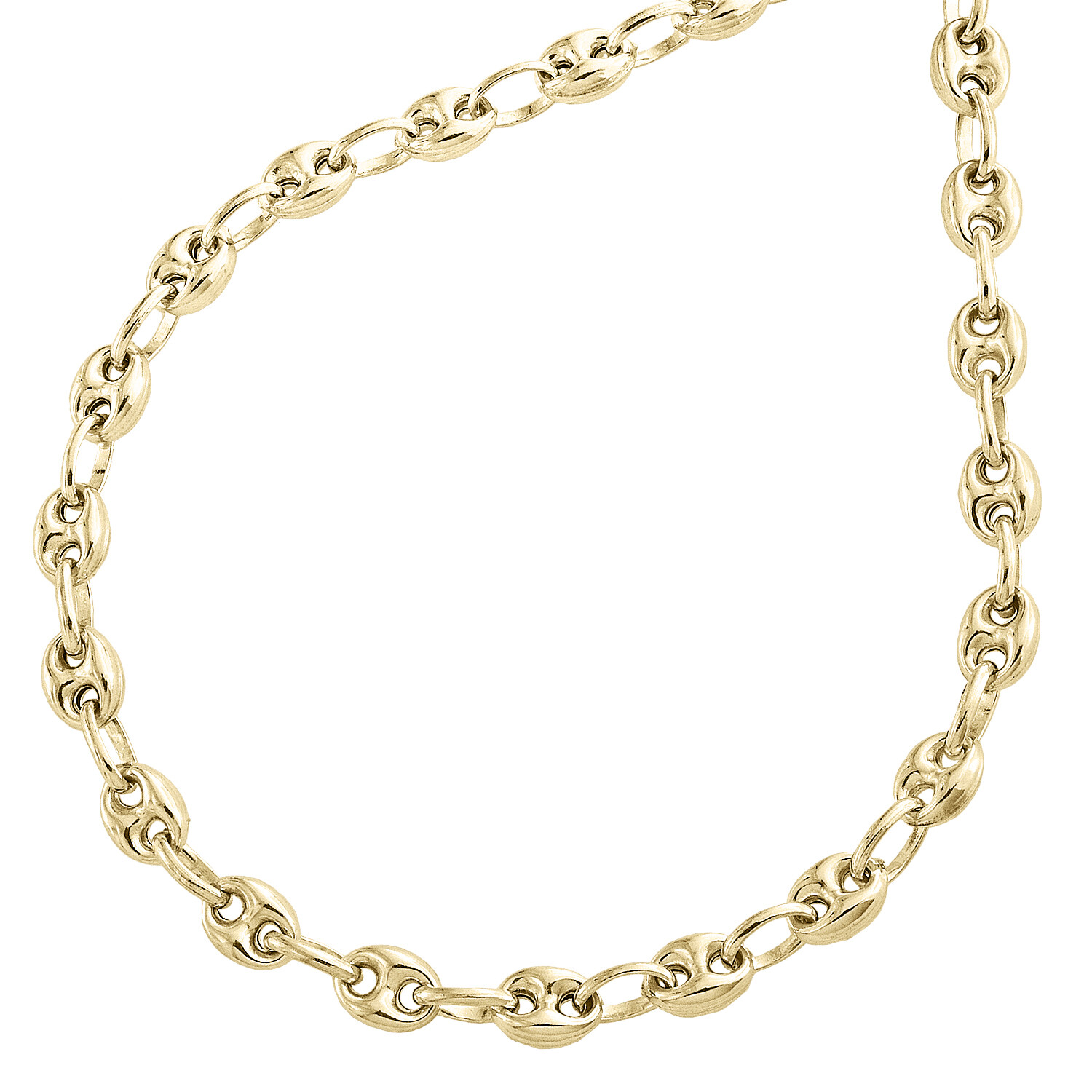 10K Yellow Gold 3D Hollow Puff Anchor Link Chain 5mm Mariner Style ...