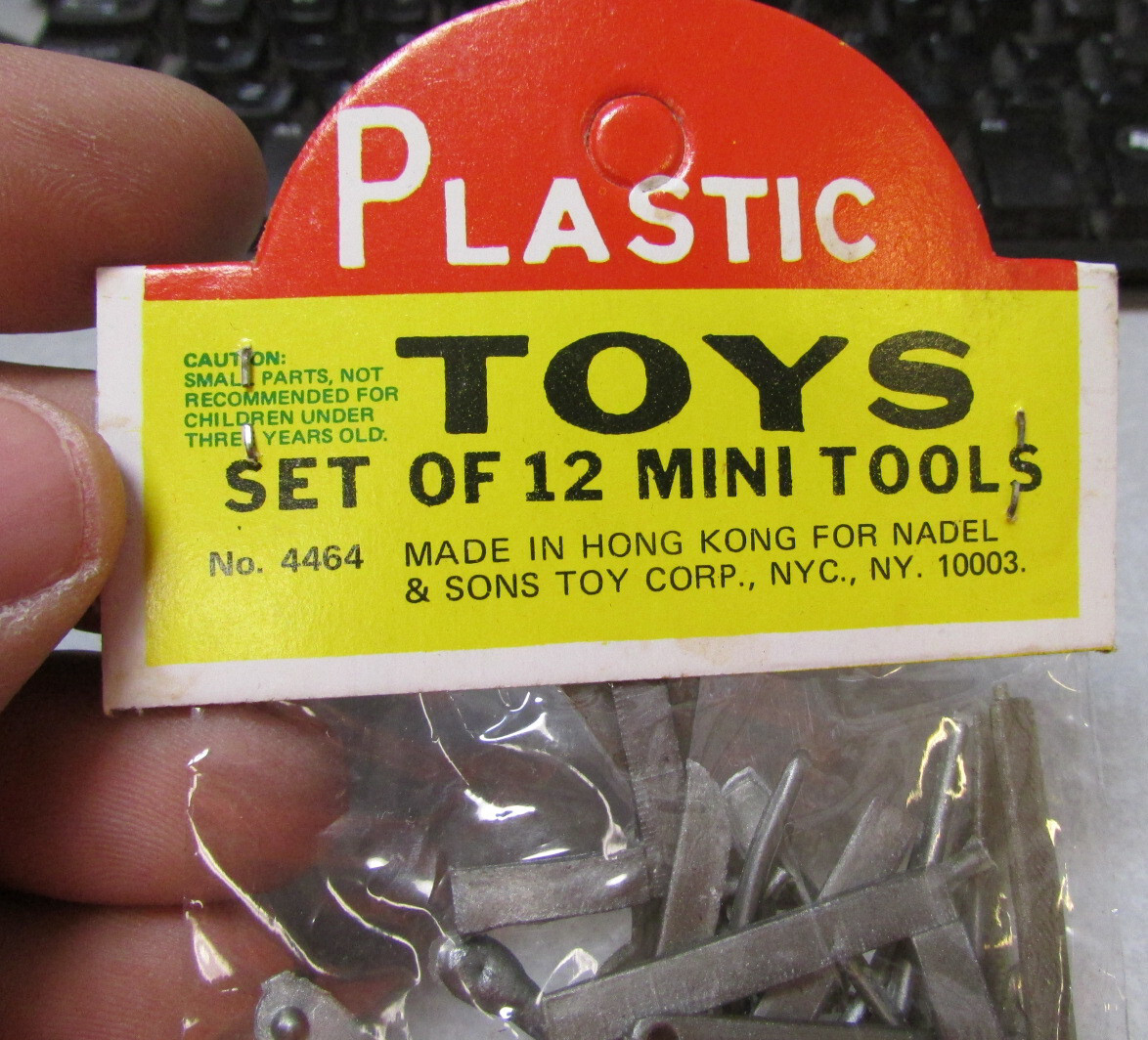 vintage 1960 kids dime store toy, Plastic toy tool set, 12 mini tools ...
