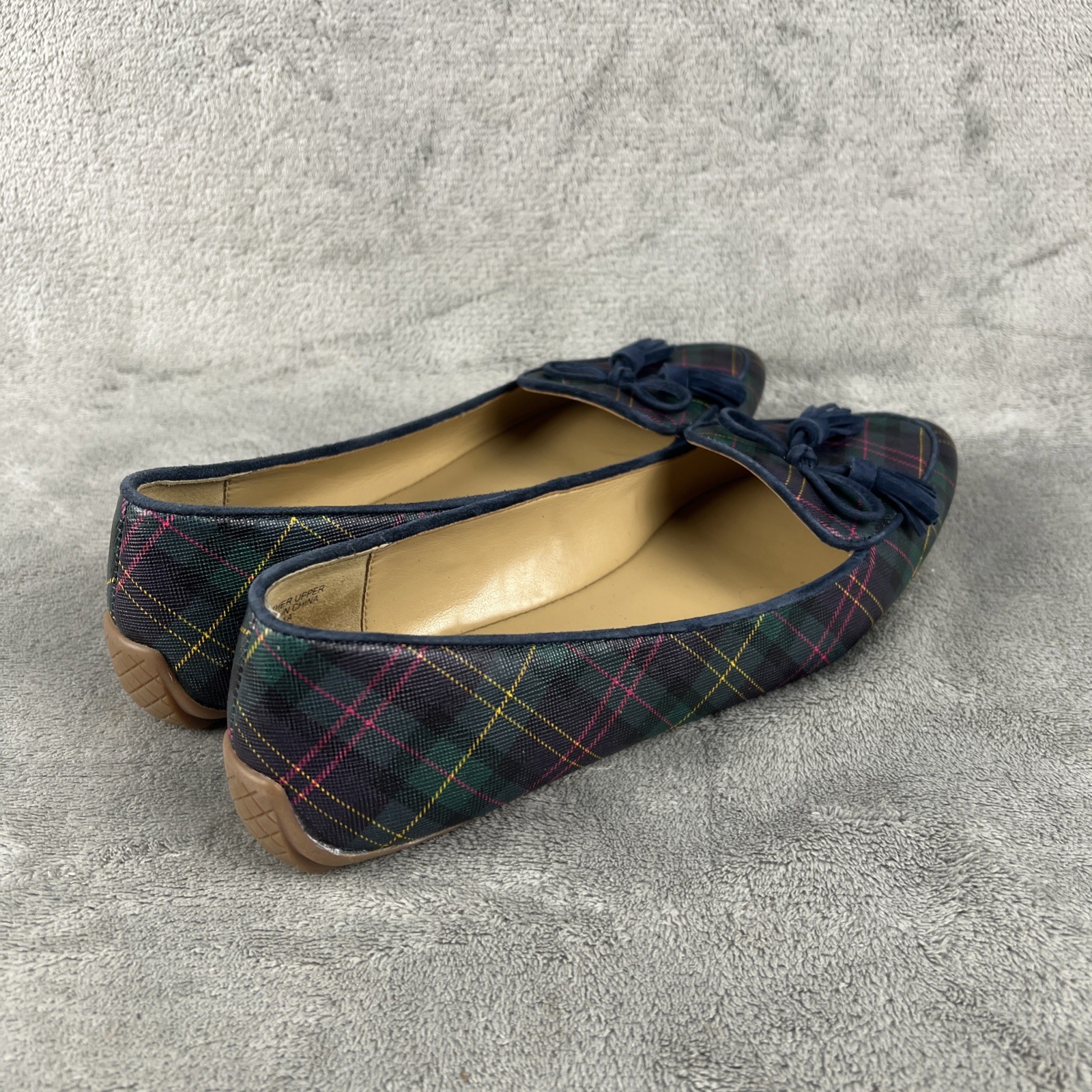 Talbots Francesca Tie Tassel Driving Shoes Moccasins TARTAN Plaid Women ...