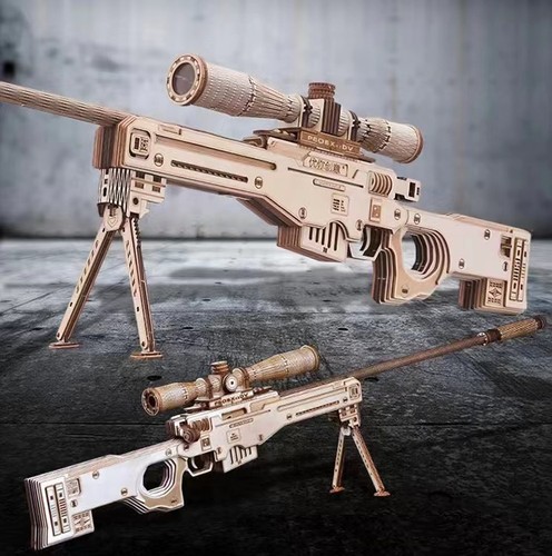 YOUE 3D Wooden Puzzles Gun Model Kits Jigsaw Puzzles Building DIY AWM ...
