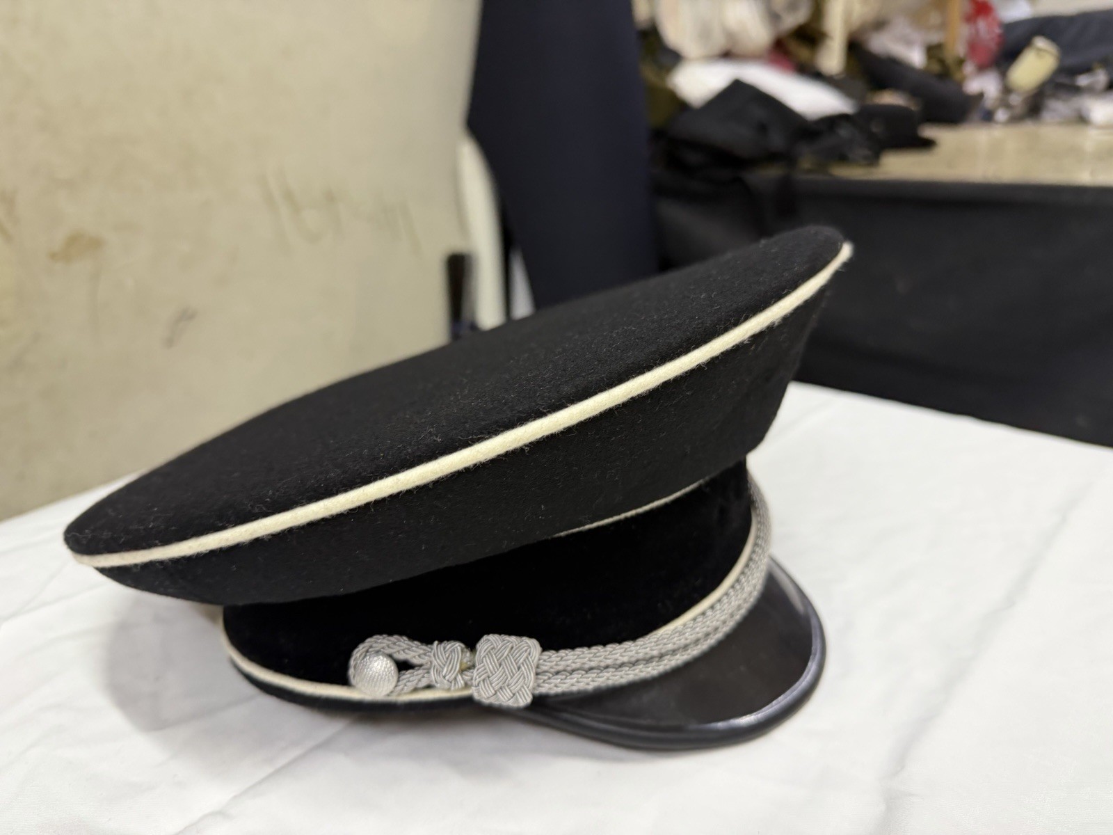 WWII German SS Elite Officer HAT Officer Army Wool Visor Crusher Cap ...