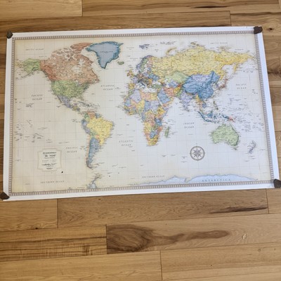 Large 32x50 World Map Rand McNally World Classic Edition Geography Wall ...