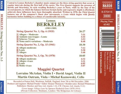 BERKELEY: STRING QUARTETS NOS. 1-3 NEW CD 747313041572| eBay