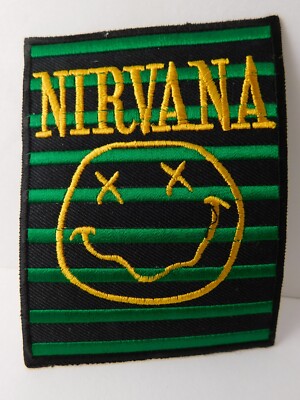 NIRVANA BAND PATCH CLASSIC SMILEY FACE HAT VEST BADGE CONCERT ALBUM ...