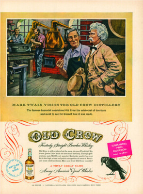 1951 OLD CROW Kentucky Whiskey & Mark Twain VINTAGE MAGAZINE PRINT ...