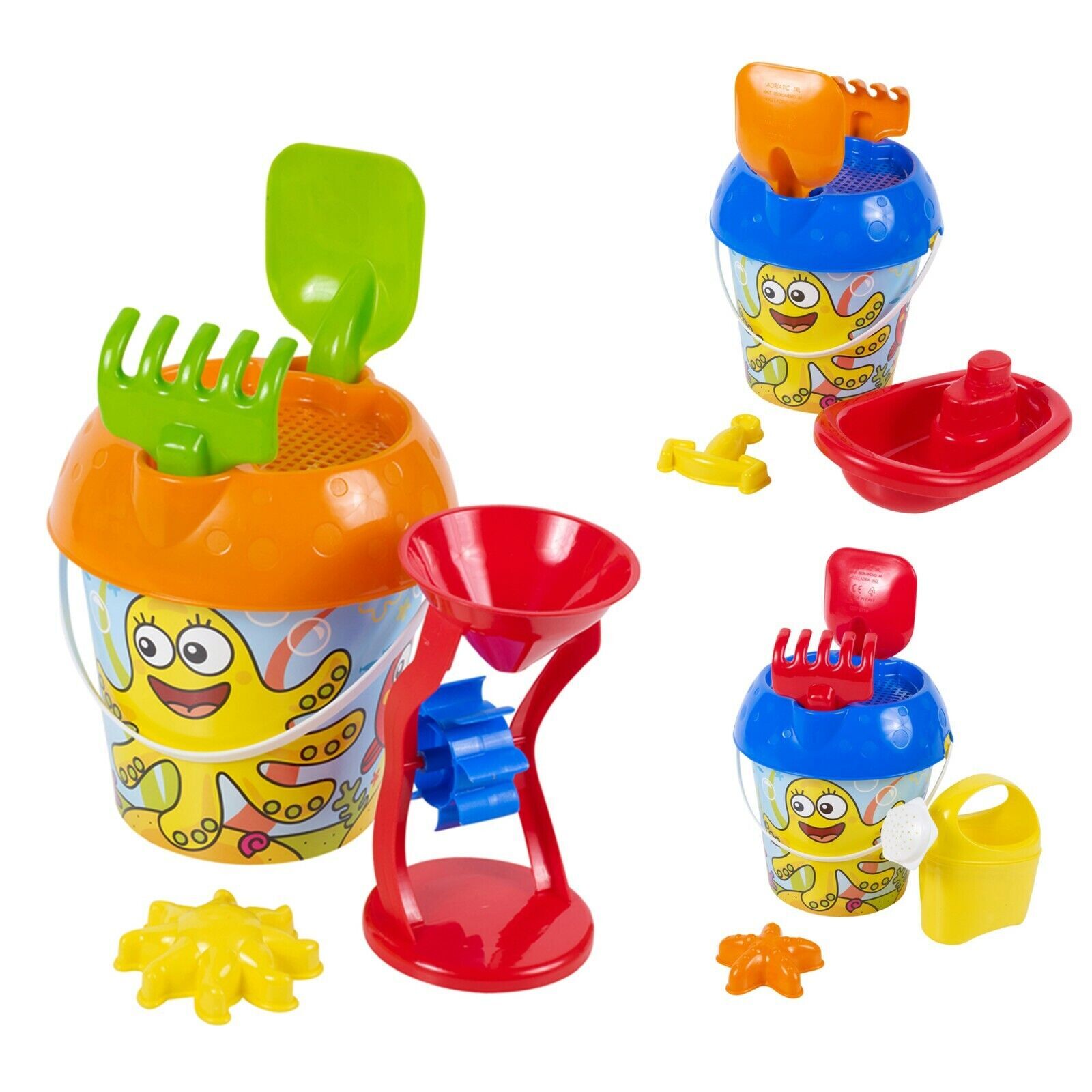 Kids Fish Design Plastic Beach Bucket And Spade Toy Set Sandbox Summer ...