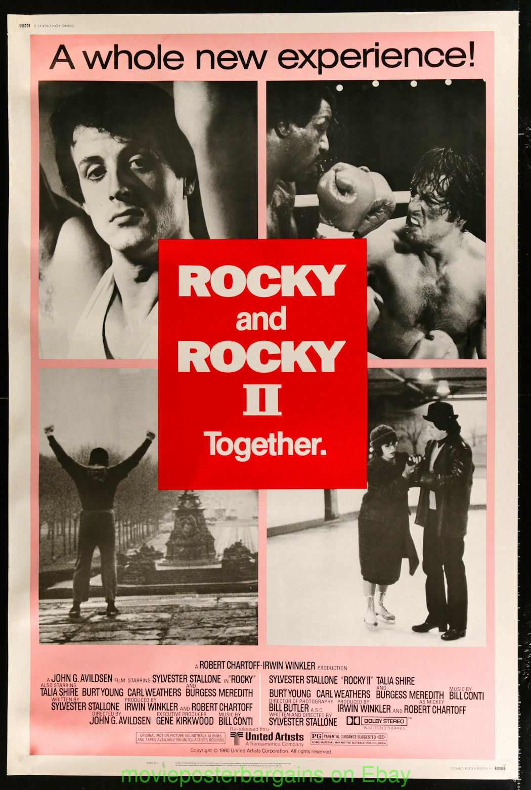 ROCKY I AND II MOVIE POSTER Original 40×60 Inch SYLVESTER STALLONE 1980 ...