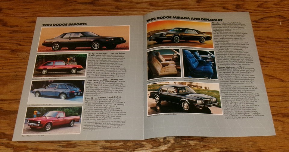 Original 1982 Dodge Full Line Sales Brochure 82 Challenger 400 Aries ...