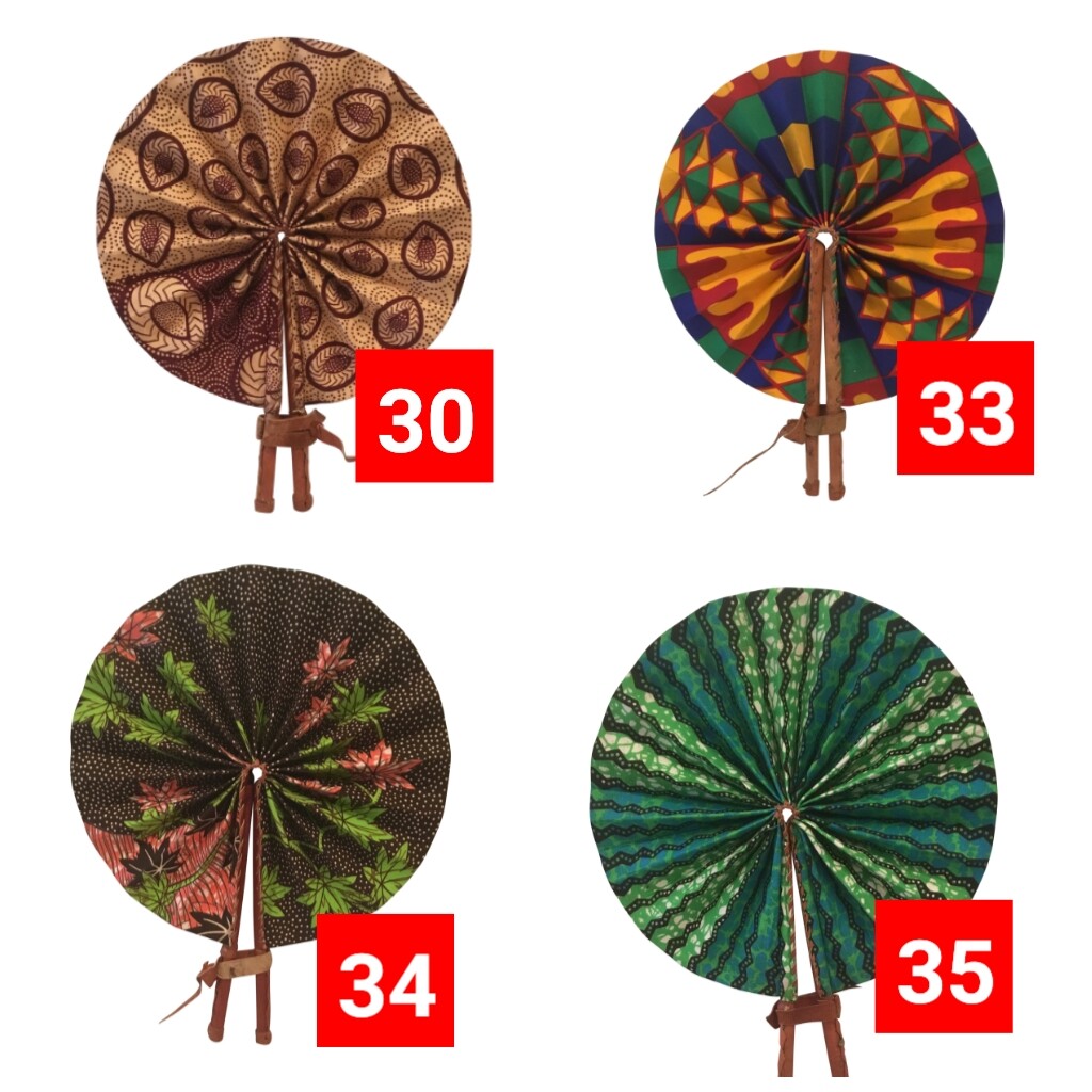 African Folding Hand Fan 3 Pack - Gem