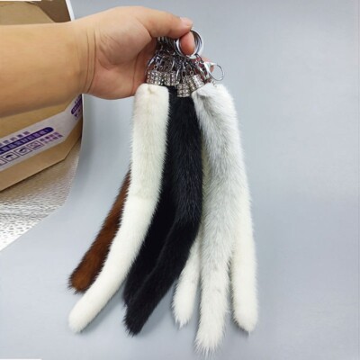 Wholesale 10"-12" Real Mink Fur Tail Keychain Bag Charm Pendant Cosplay ...