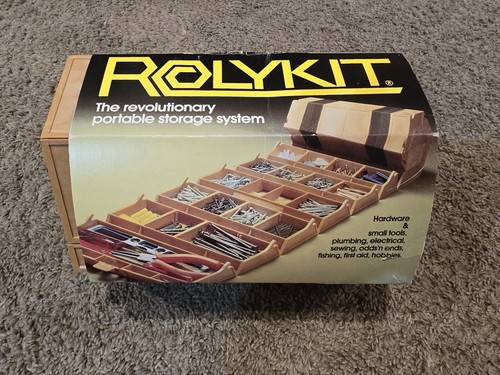 Vintage RolyKit Brown Storage Roll Up Craft Jewelry Tackle Box Tools ...