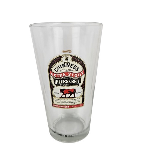 GUINNESS EXTRA STOUT IHLERS & BELL LIVERPOOL PINT BEER GLASS Red Bull ...