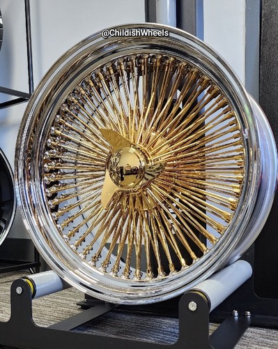 22" Inch 8 Spoke 5x4.5 Wheel | 22x8 | Gold | 4 Piece | CENTER Chrome ...