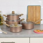 4 PCS URBN-CHEF Ceramic Rose Gold Induction Saucepans Casserole Pot ...