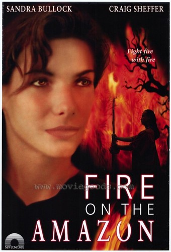 FIRE ON THE AMAZON Movie POSTER 27x40 Sandra Bullock Craig Sheffer ...