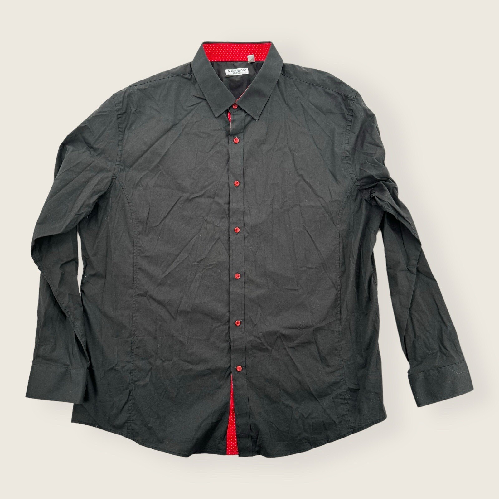 Alex Vando Shirt Mens 2XL Button Up Long Sleeve Black Red Accents New ...