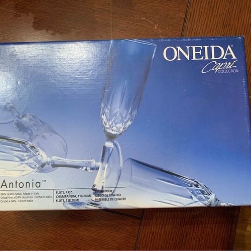 Oneida Crystal Flute Set Of 4 Glasses Capri Collection | eBay