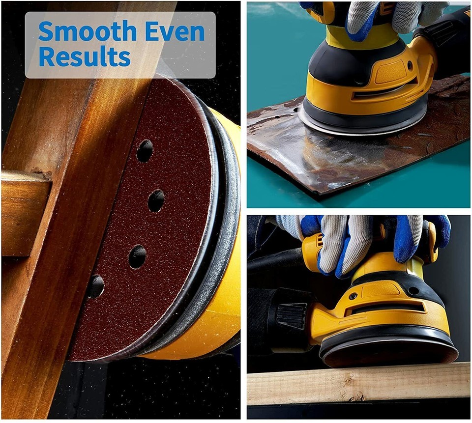50PC 5 in 8-Hole Hook Loop Orbital Sander Sandpaper Paper 800 Grit ...
