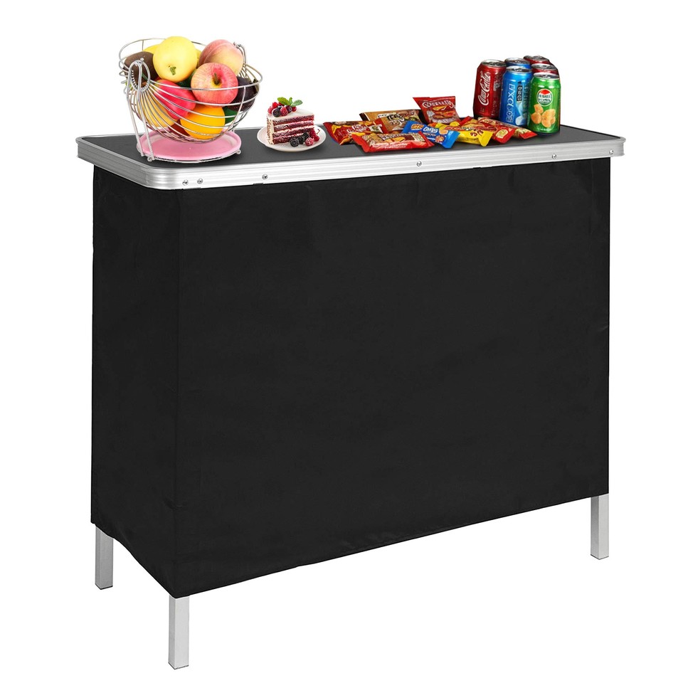 Compact Mobile Bartending Station: 38.5x34.5" Folding Table w/Storage ...