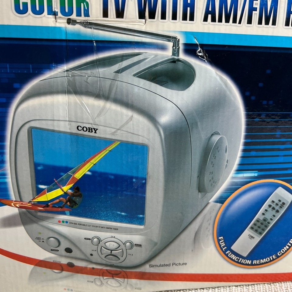 Coby Ctv-555 Portable 5.5” TV Color CRT Am/Fm Radio Gaming Remote AC/DC ...