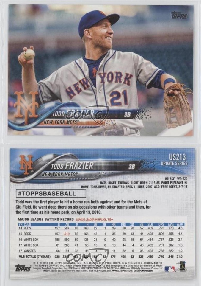 2018 Topps Update Todd Frazier (Grey Jersey Ball in Hand) #US213 o1h | eBay