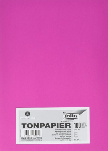 Folia 6423 Coloured Paper Pink, DIN A4, 130 g/m², 100 Sheets, for ...