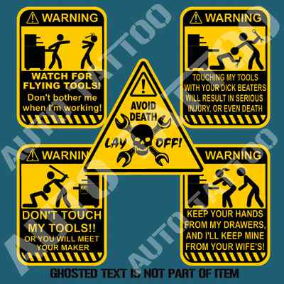 TOOLBOX WARNING DECAL STICKER SET X5 TOOL BOX DON'T TOUCH TOOLS DECALS ...